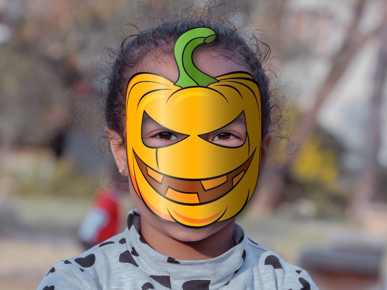 Pumpkin Masks Printable Color Coloring Paper DIY for Kids - Etsy