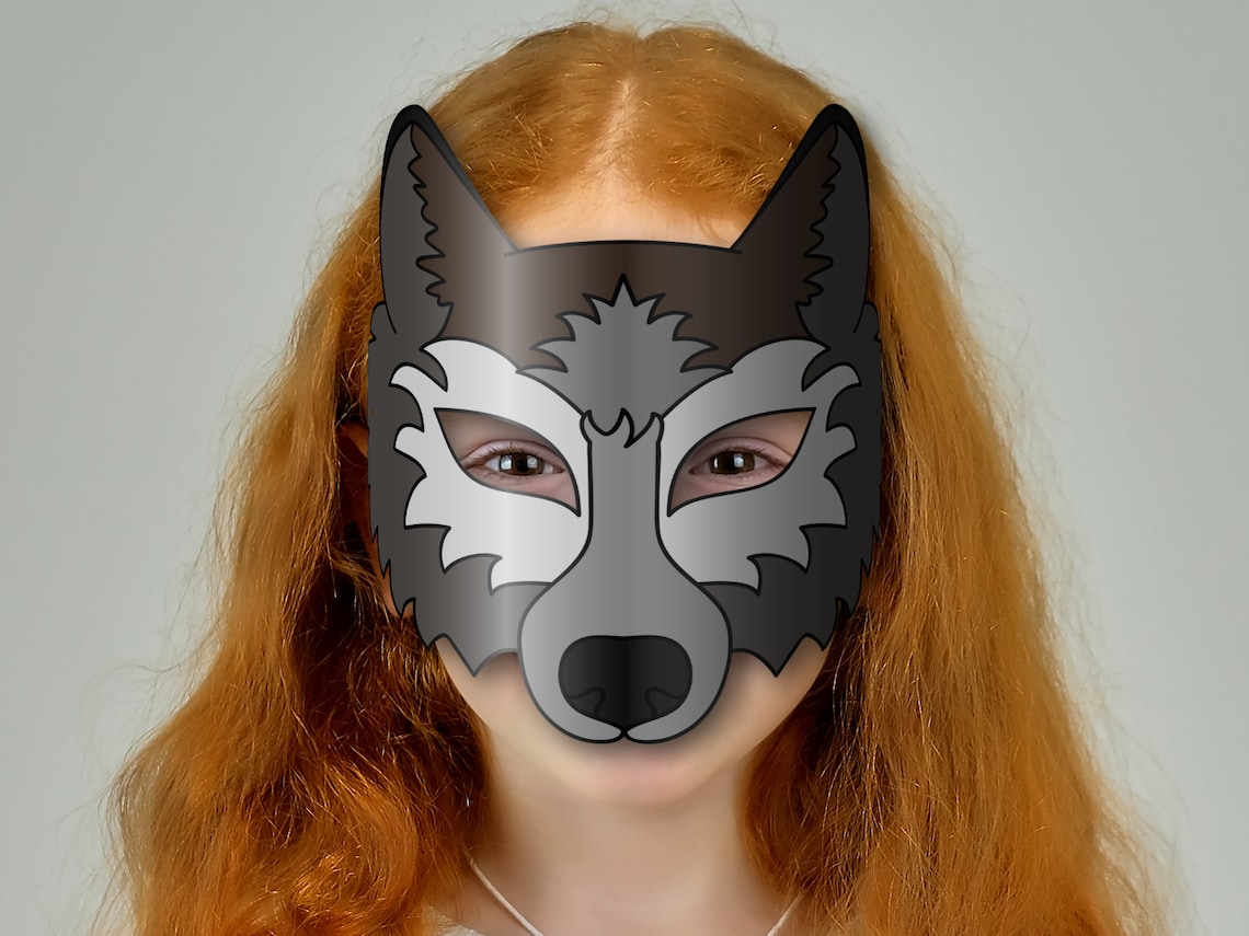 Wolf Mask Printable Wolf Costume Animal Mask Grey Wolf Masks - Etsy