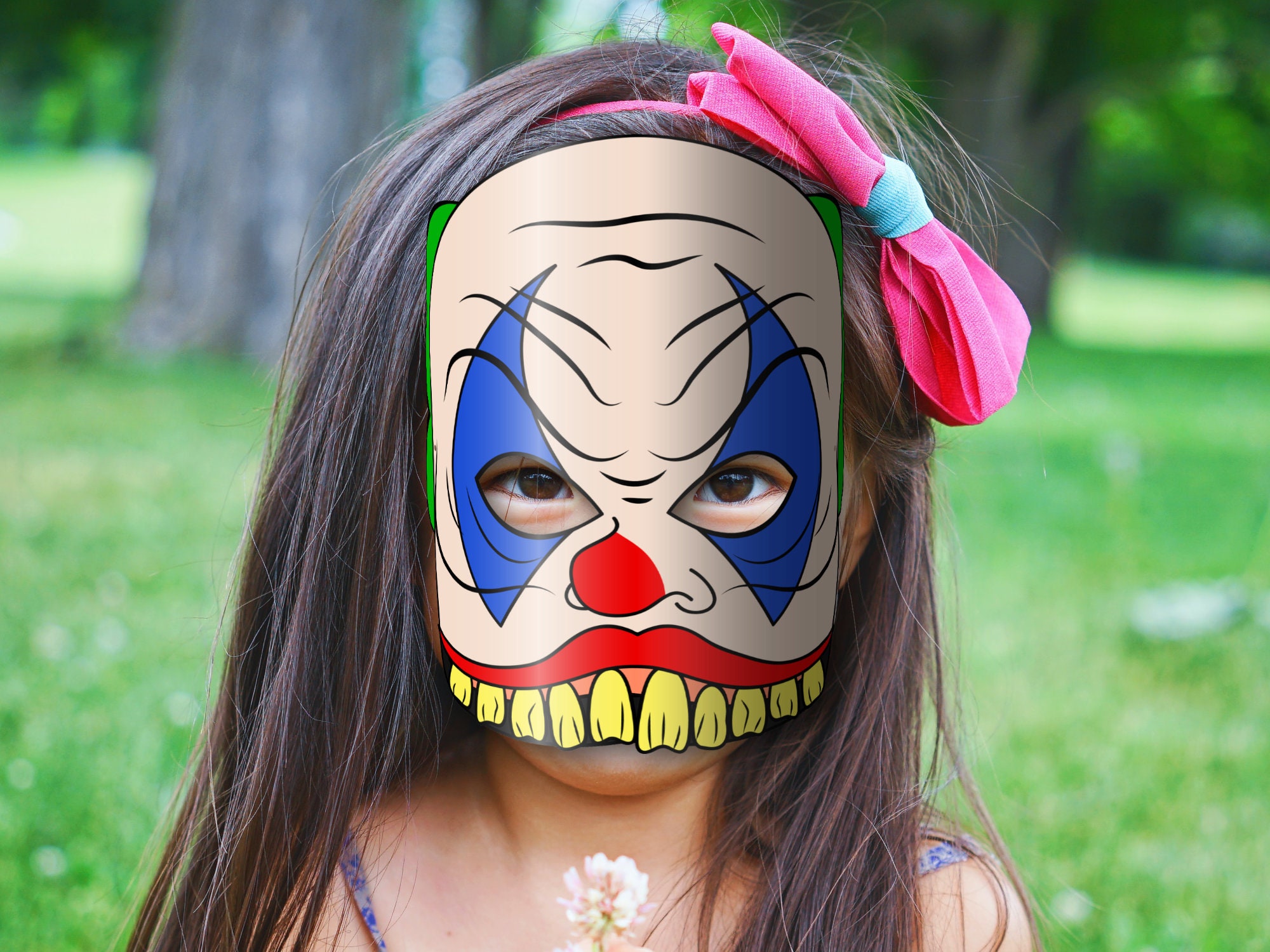 Scary Clown Mask Printable, Paper DIY for Kids and Adults. PDF Template ...
