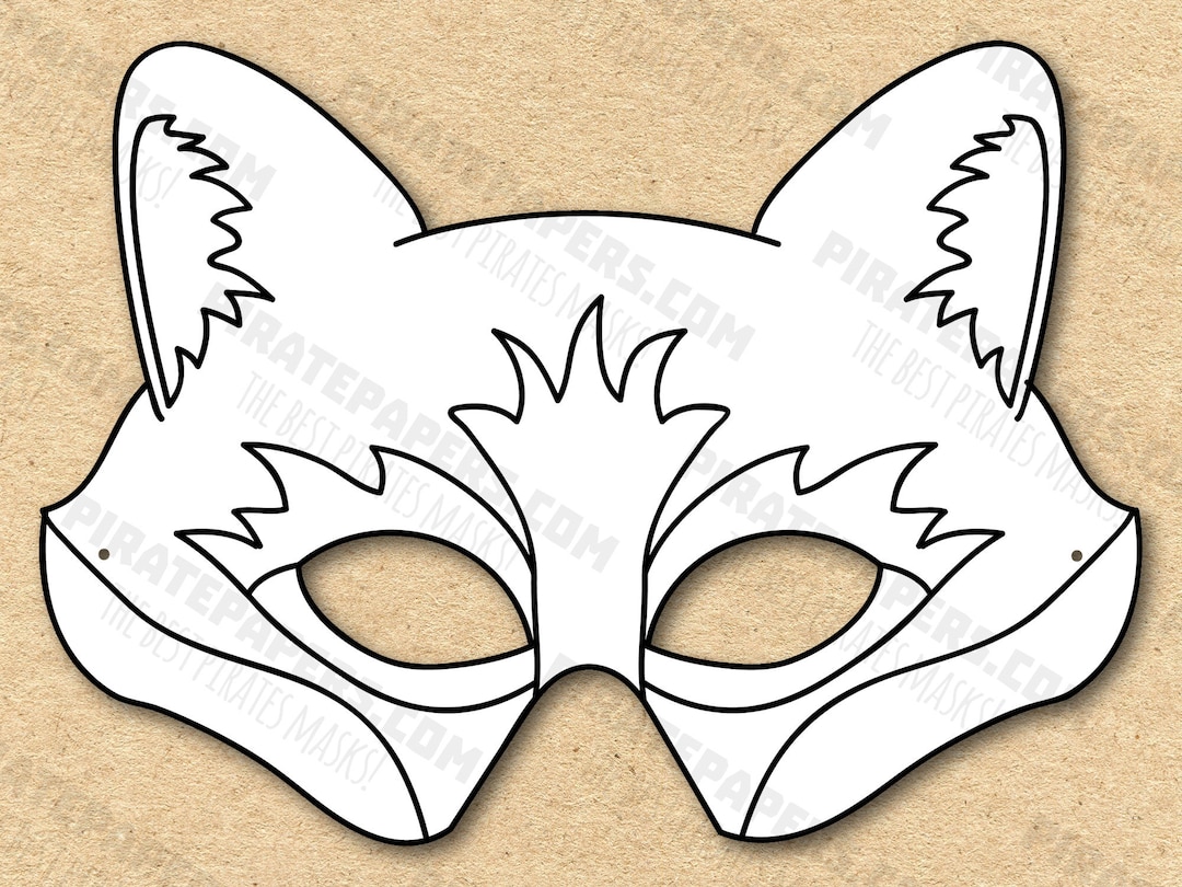 Fox Mask Printable Coloring, Paper DIY for Kids and Adults. PDF ...
