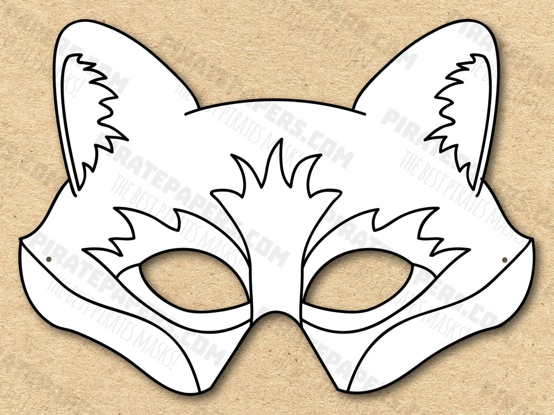 Fox Mask Printable Coloring, Paper DIY for Kids and Adults. PDF ...
