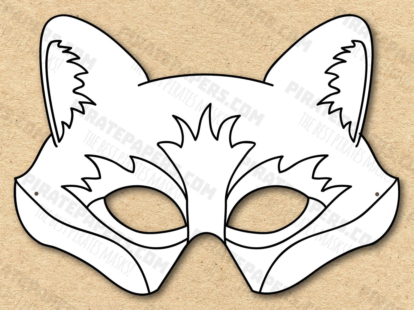 Fox Mask Printable Coloring, Paper DIY for Kids and Adults. PDF ...