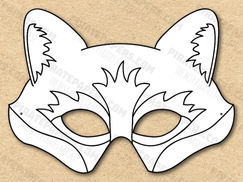 Fox Mask Printable Coloring, Paper DIY for Kids and Adults. PDF ...