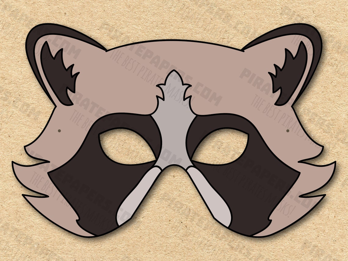 Raccoon Mask Printable, Paper DIY for Kids and Adults. PDF Template ...