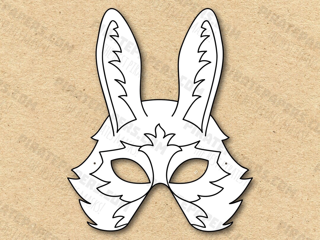 Bunny Mask Printable Coloring, Paper DIY for Kids and Adults. PDF ...