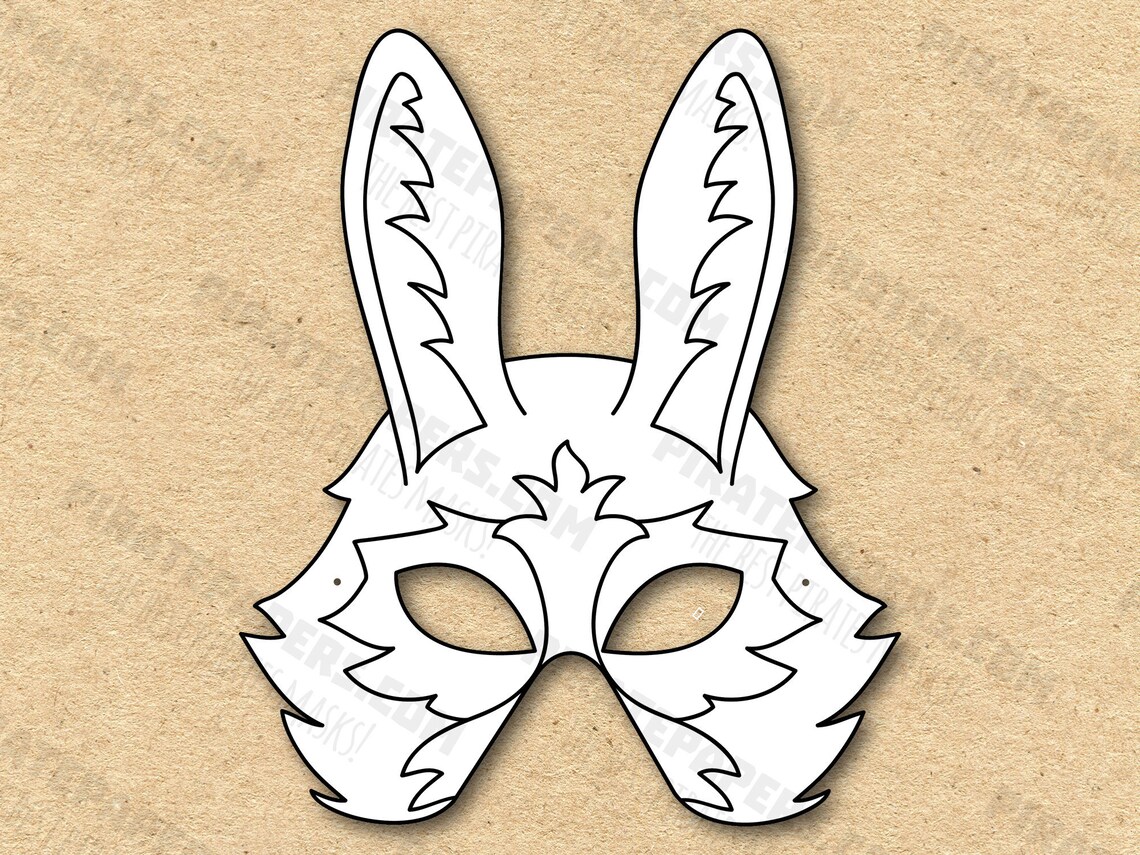 Bunny Mask Printable Coloring, Paper DIY for Kids and Adults. PDF ...
