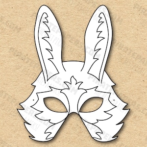 Bunny Mask Printable Coloring, Paper DIY for Kids and Adults. PDF ...