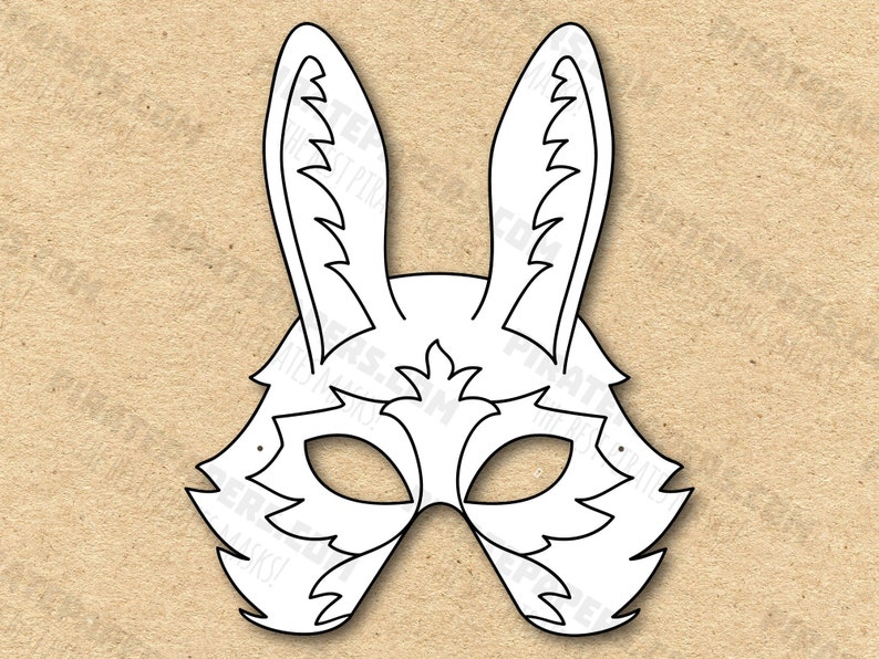 Bunny Mask Printable Coloring, Paper DIY for Kids and Adults. PDF ...