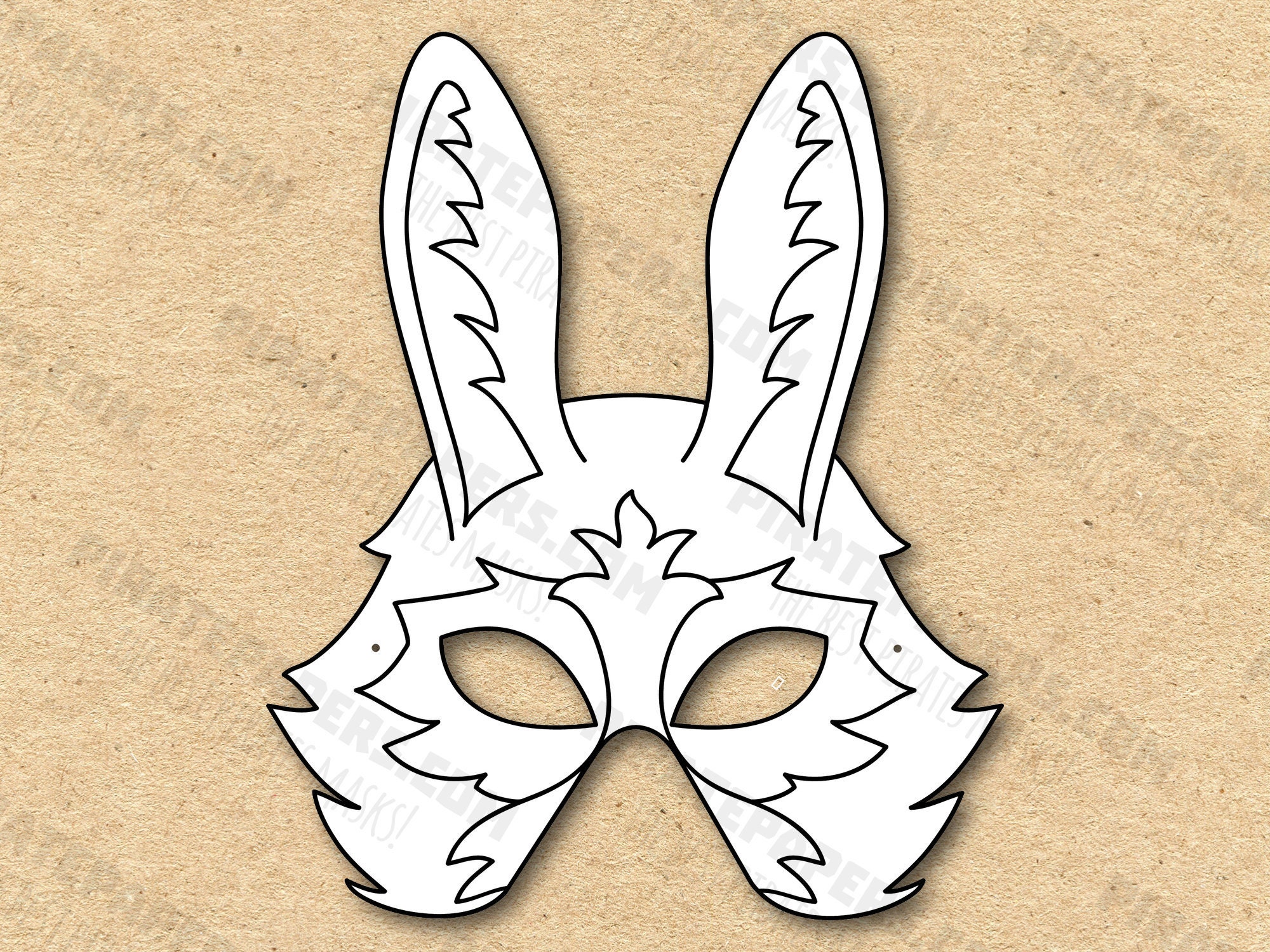 Bunny Mask Printable Coloring, Paper DIY for Kids and Adults. PDF ...