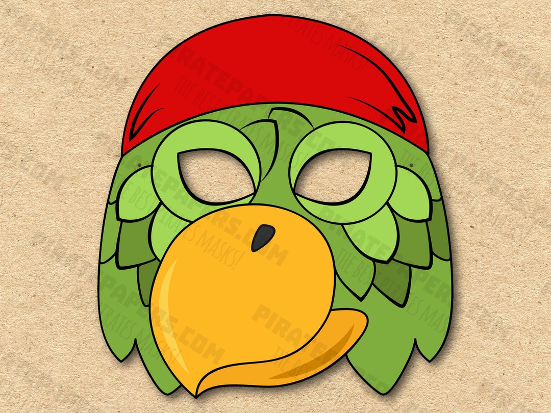 Pirate's Parrot Mask Printable, Paper DIY for Kids and Adults. PDF ...