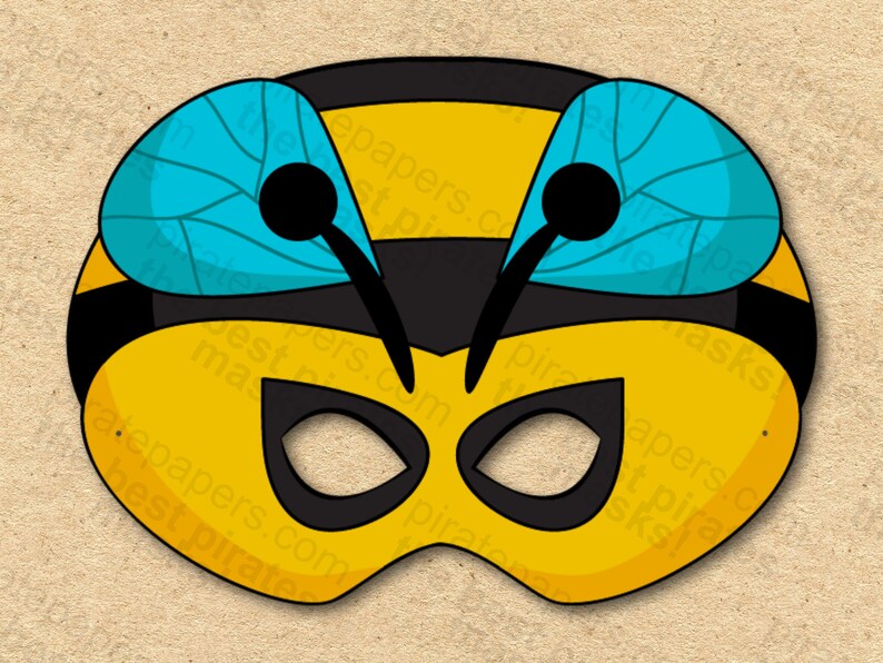Bee Mask Printable Paper DIY for Kids and Adults. PDF - Etsy