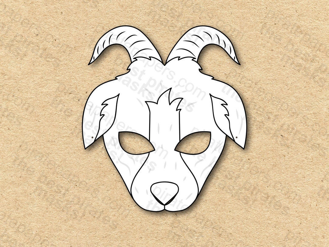 Goat Mask Printable Coloring Paper DIY for Kids and Adults. - Etsy