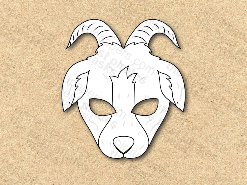 Goat Mask Printable Coloring Paper DIY for Kids and Adults. - Etsy