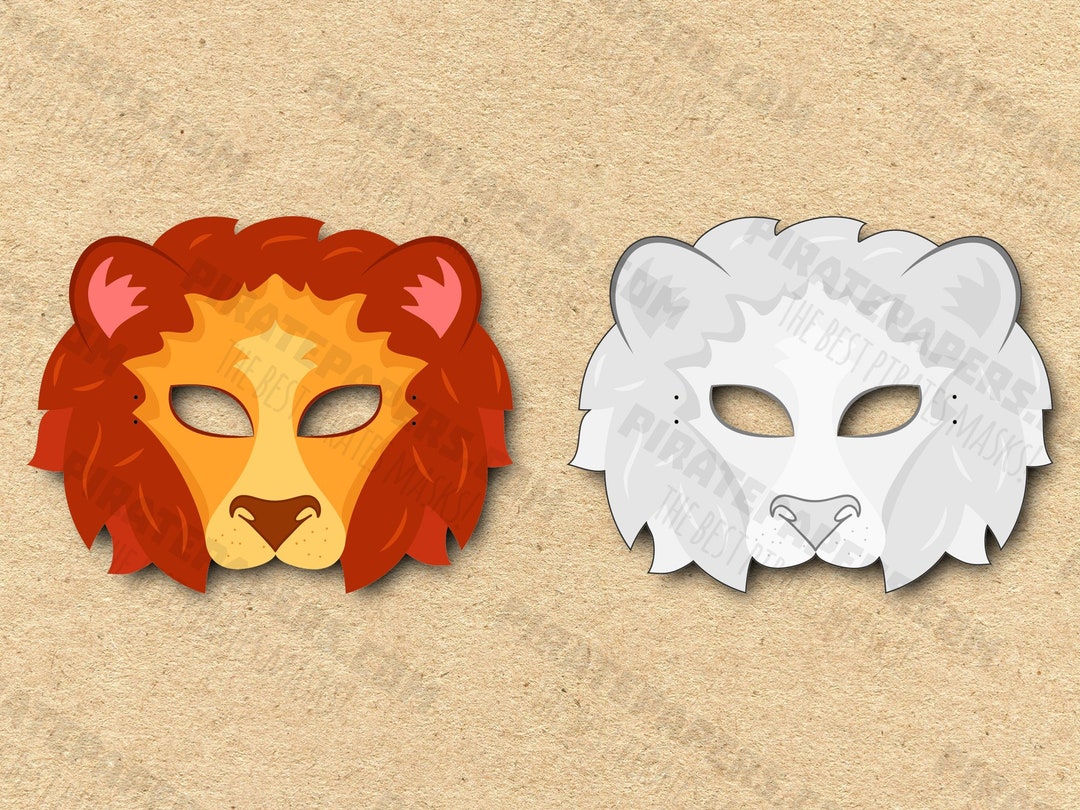 Lion Masks Printable Color + Coloring, Paper DIY for Kids and Adults ...