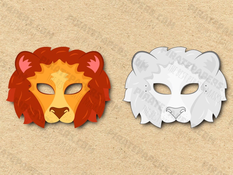 Lion Masks Printable Color + Coloring, Paper DIY for Kids and Adults ...