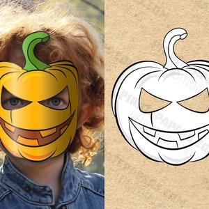 Pumpkin Masks Printable Color Coloring Paper DIY for Kids - Etsy