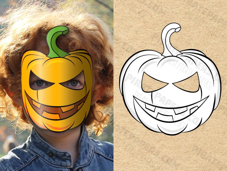 Pumpkin Masks Printable Color Coloring Paper DIY for Kids - Etsy