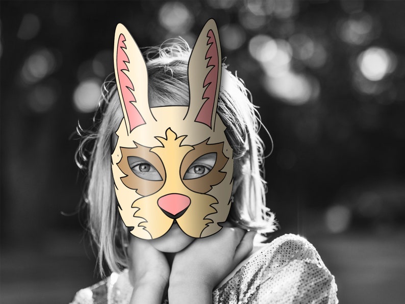 Bunny Masks Printable Color Coloring Paper DIY for Kids and - Etsy