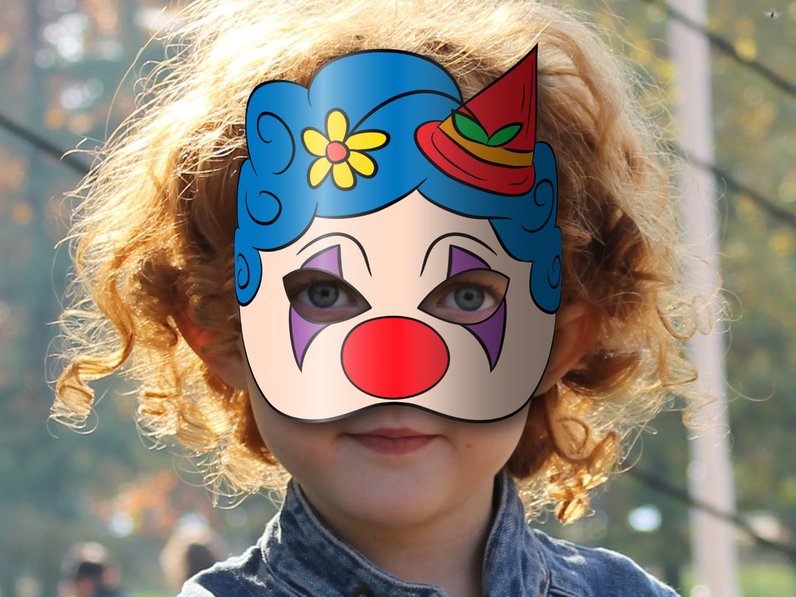 Сircus Clown 2 Printable Mask Paper DIY for Kids and Adults. - Etsy