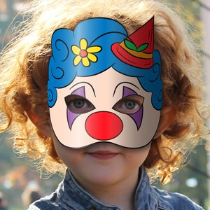 Сircus Clown #2 Printable Mask, Paper DIY for Kids and Adults. PDF ...