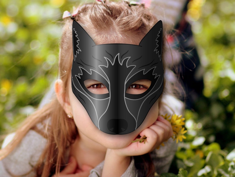 Black Fox Mask Printable, Paper DIY for Kids and Adults. PDF Template ...