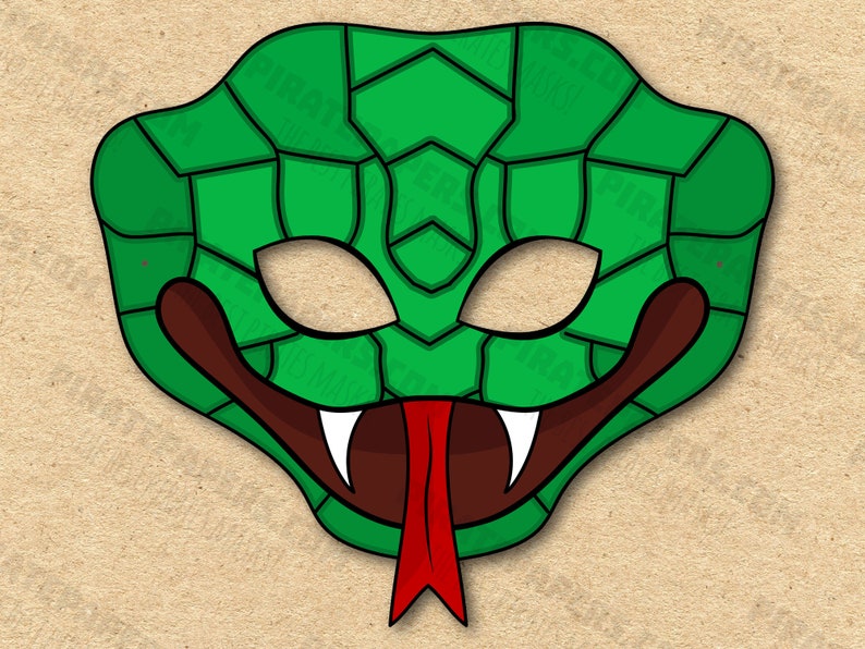 Snake Mask Printable, Paper DIY for Kids and Adults. PDF Template ...