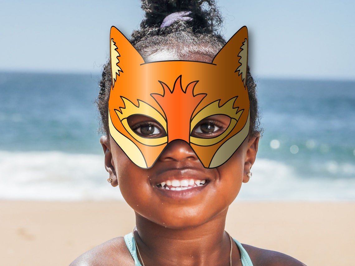 Fox Masks Printable Color Coloring, Paper DIY for Kids and Adults. PDF ...
