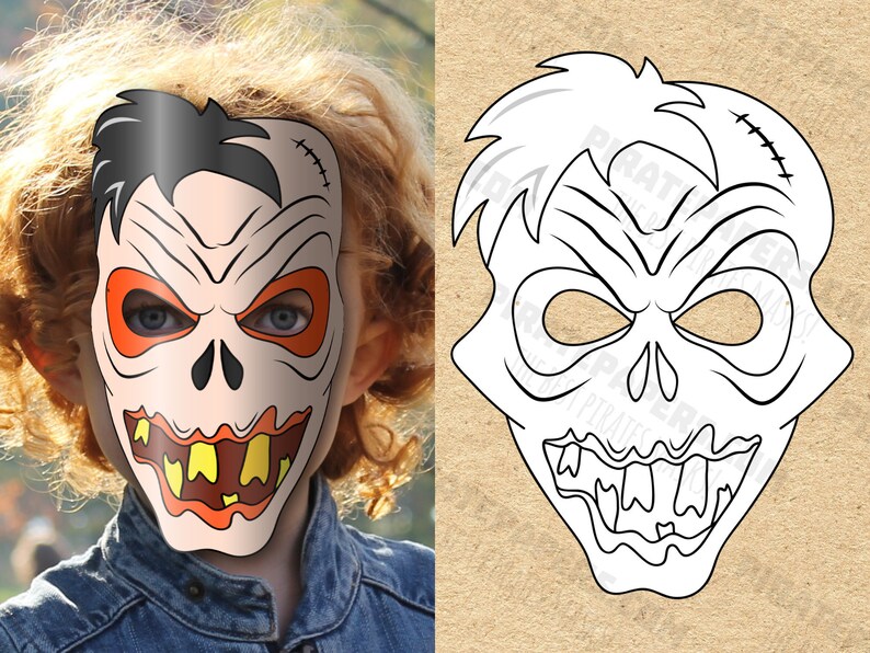 Evil Masks Printable Color Coloring Paper DIY for Kids and - Etsy