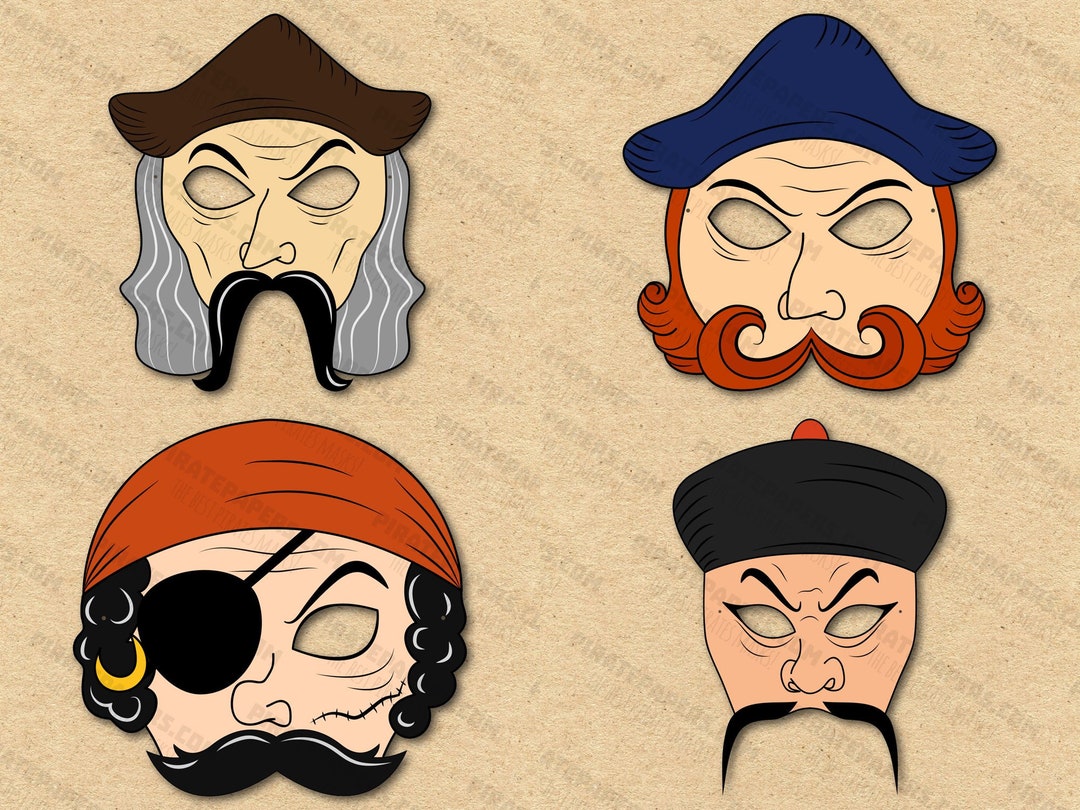 Pirates 2 Masks Printable, Pirate Kidd, Pirate Morgan, Pirate Tsai, One ...