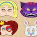 Alice in Wonderland Masks Printable, Alice, White Rabbit, Cheshire Cat ...