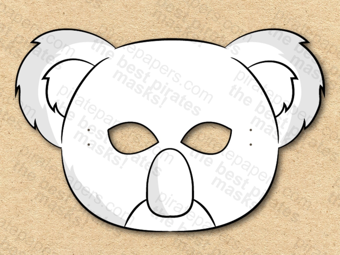 Koala Mask Printable Coloring Paper DIY for Kids and Adults. - Etsy