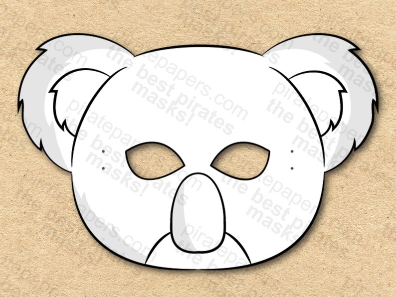 Koala Mask Printable Coloring Paper DIY for Kids and Adults. - Etsy