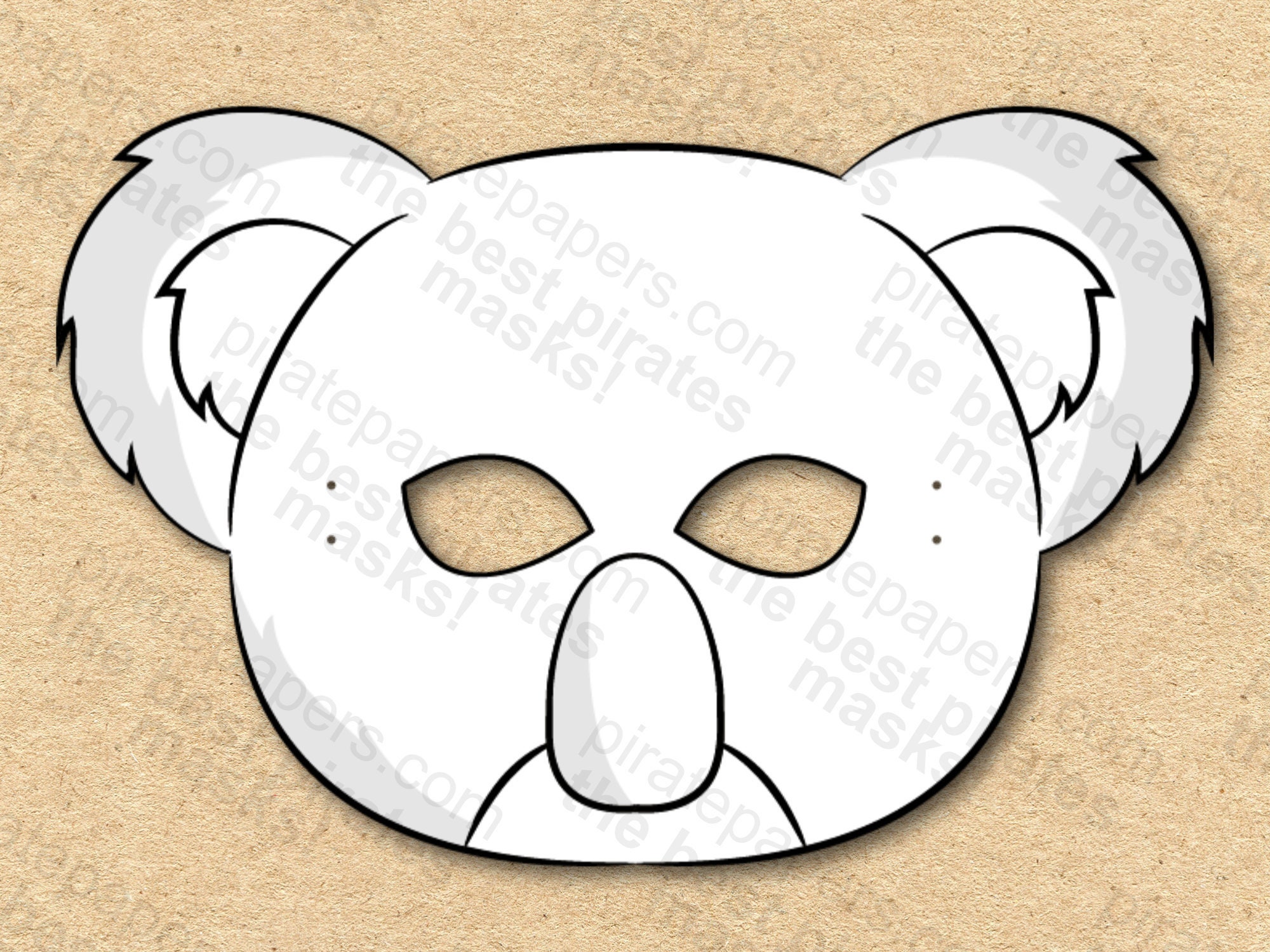 Koala Mask Printable Coloring Paper DIY for Kids and Adults. - Etsy