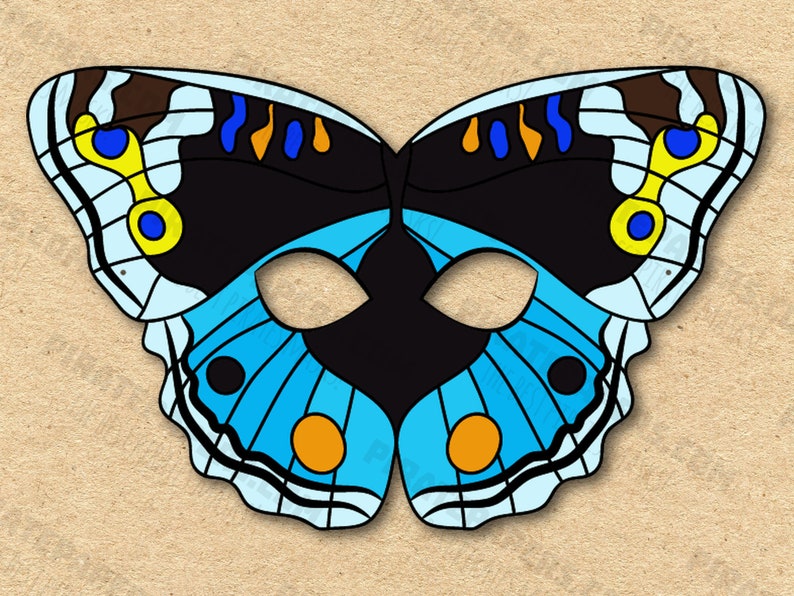 Butterfly Mask Printable Blue Pansy, Paper DIY for Kids and Adults. PDF ...