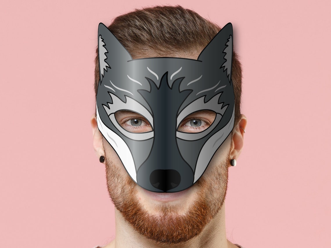 Gray Fox Mask Printable, Paper DIY for Kids and Adults. PDF Template ...