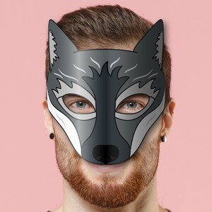 Gray Fox Mask Printable, Paper DIY for Kids and Adults. PDF Template ...