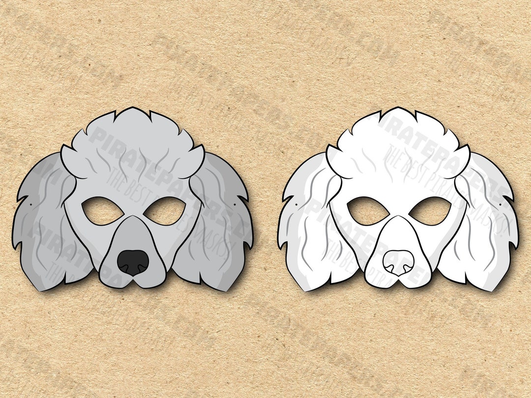 Dog Poodle Masks Printable Color + Coloring Breed, Paper DIY for Kids ...