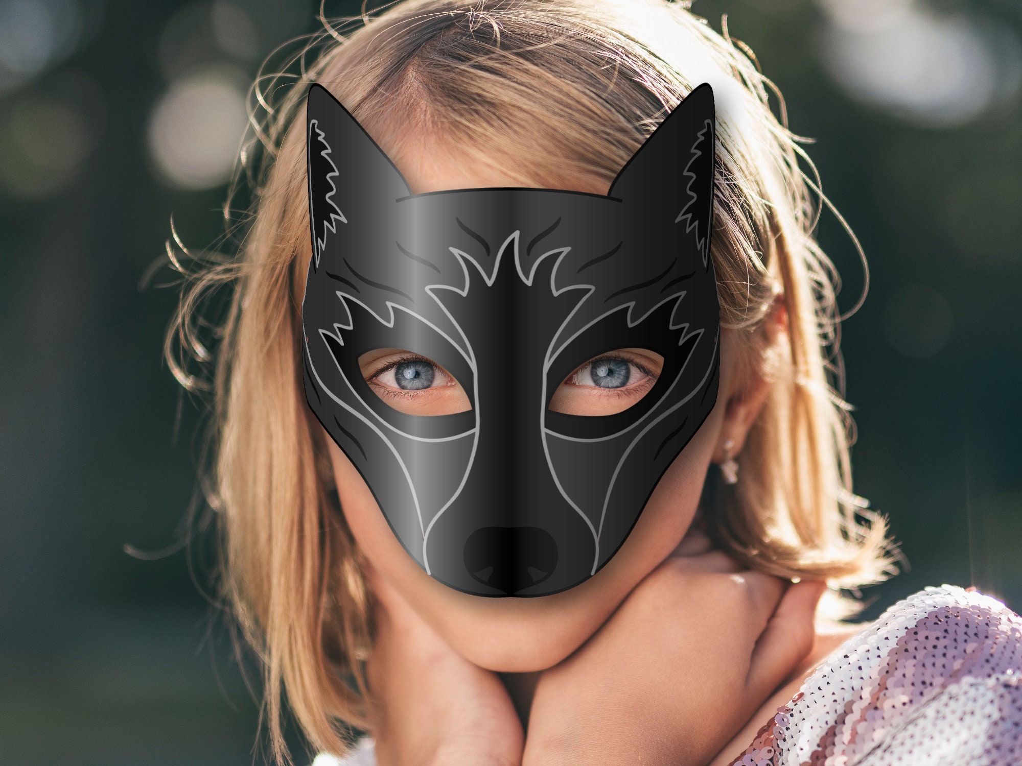 Black Fox Mask Printable, Paper DIY for Kids and Adults. PDF Template ...