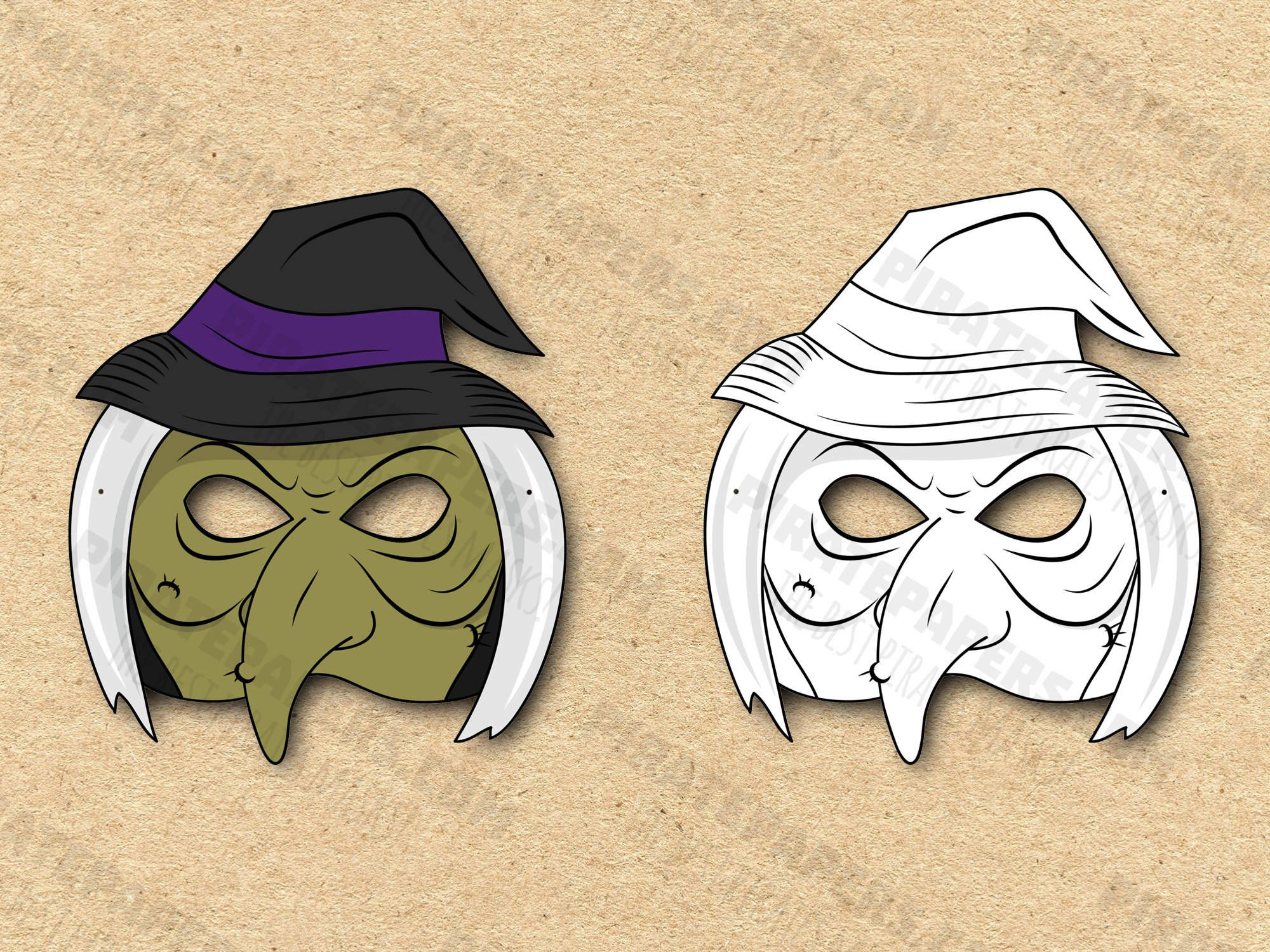 Witch Masks Printable Color Coloring, Paper DIY for Kids and Adults ...