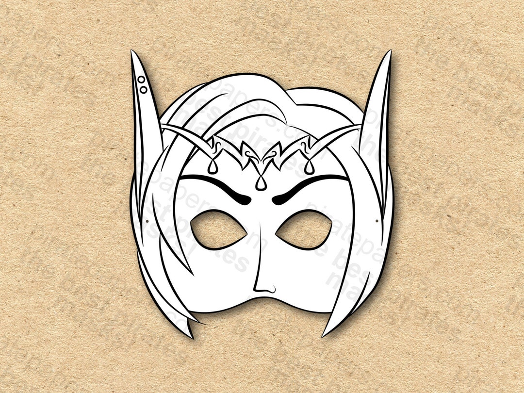 Elf Mask Printable Coloring Paper DIY for Kids and Adults. - Etsy