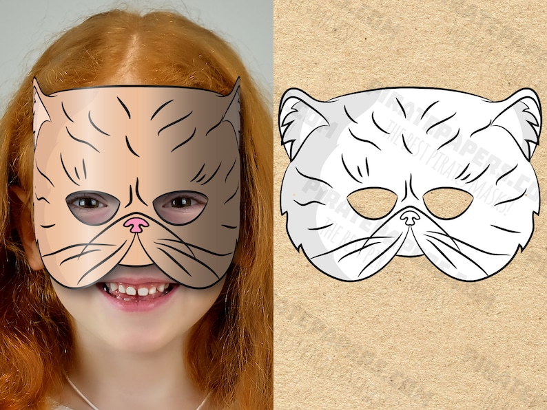 Cat Persian Masks Printable Color Coloring Breed Paper DIY - Etsy