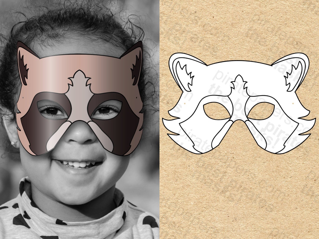 Raccoon Masks Printable Color Coloring Paper DIY for Kids - Etsy