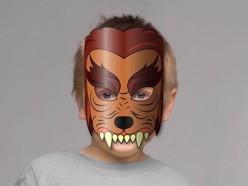 Werewolf Mask Printable, Paper DIY for Kids and Adults. PDF Template ...