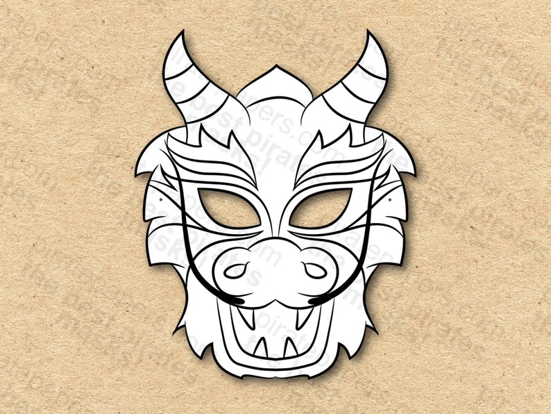 Chinese Dragon Mask Printable Coloring Paper DIY for Kids and - Etsy