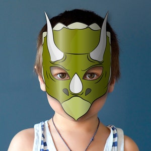 Dinosaur Triceratops Mask Printable, Paper DIY for Kids and Adults. PDF ...
