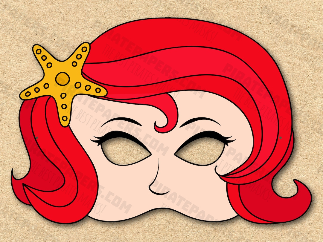 Little Mermaid Mask Printable, Paper DIY for Kids and Adults. PDF ...