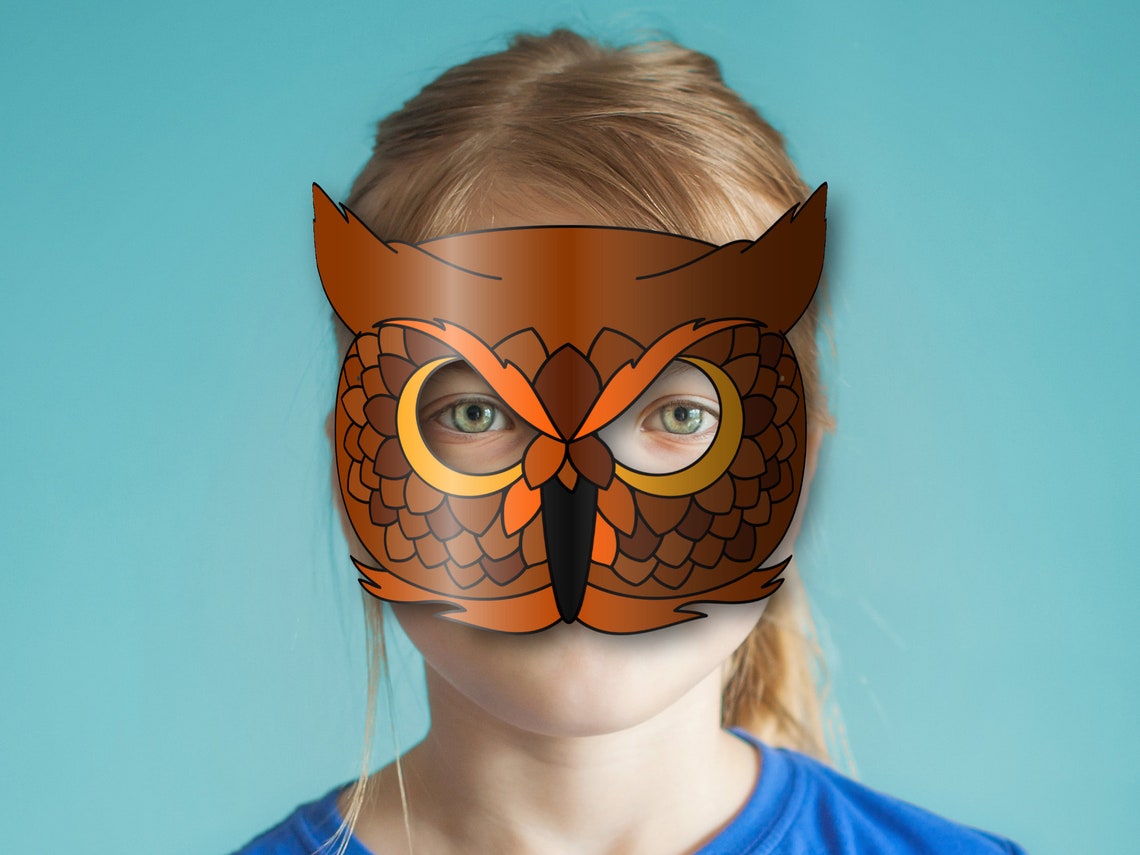 Owl Mask Printable, Paper DIY for Kids and Adults. PDF Template ...