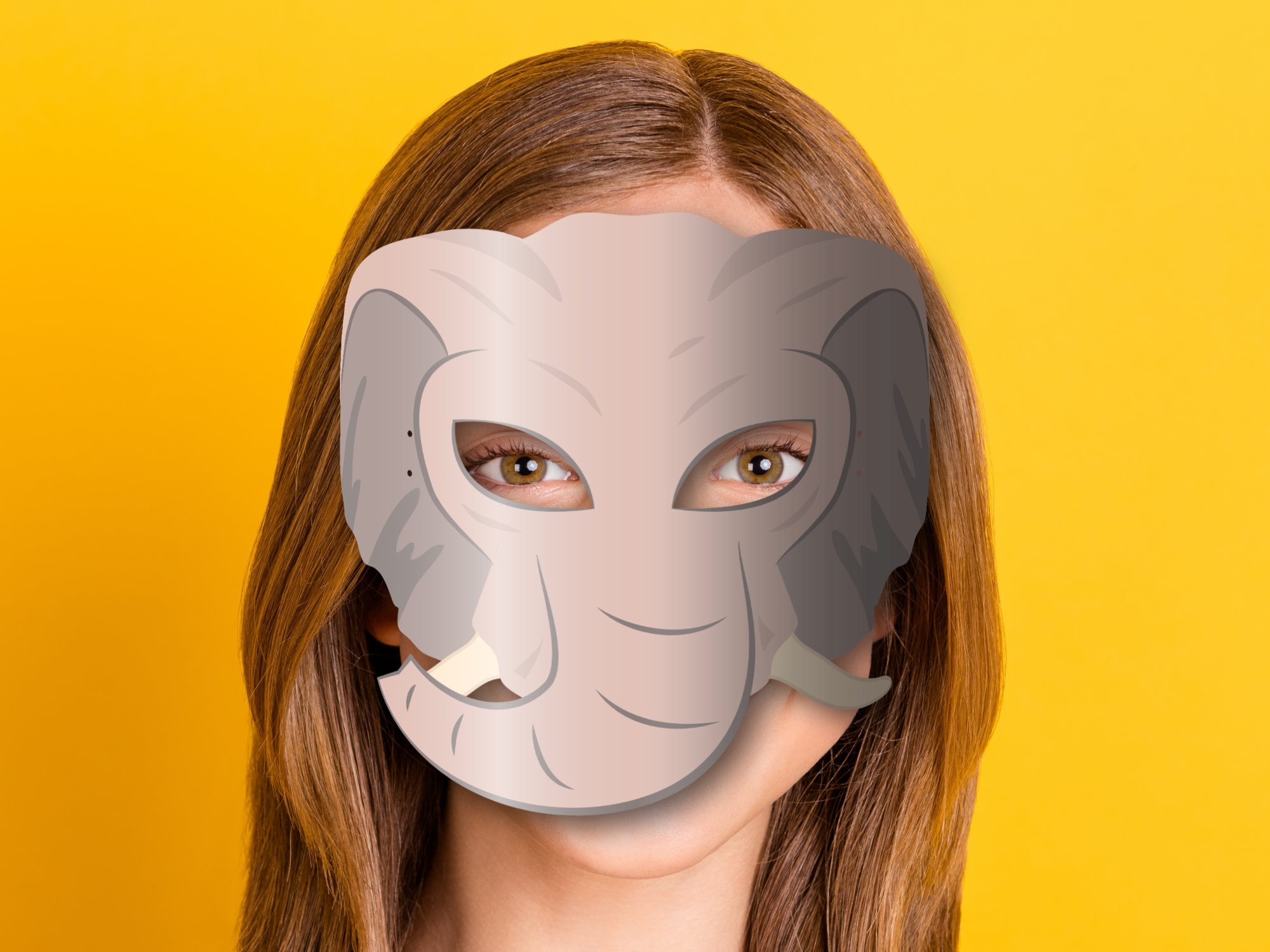 Elephant Mask Printable, Paper DIY for Kids and Adults. PDF Template ...