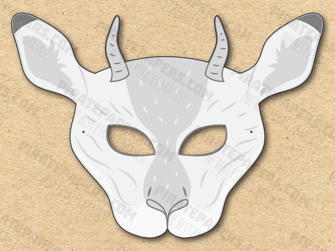 Antelope Mask Printable Coloring, Paper DIY for Kids and Adults. PDF ...
