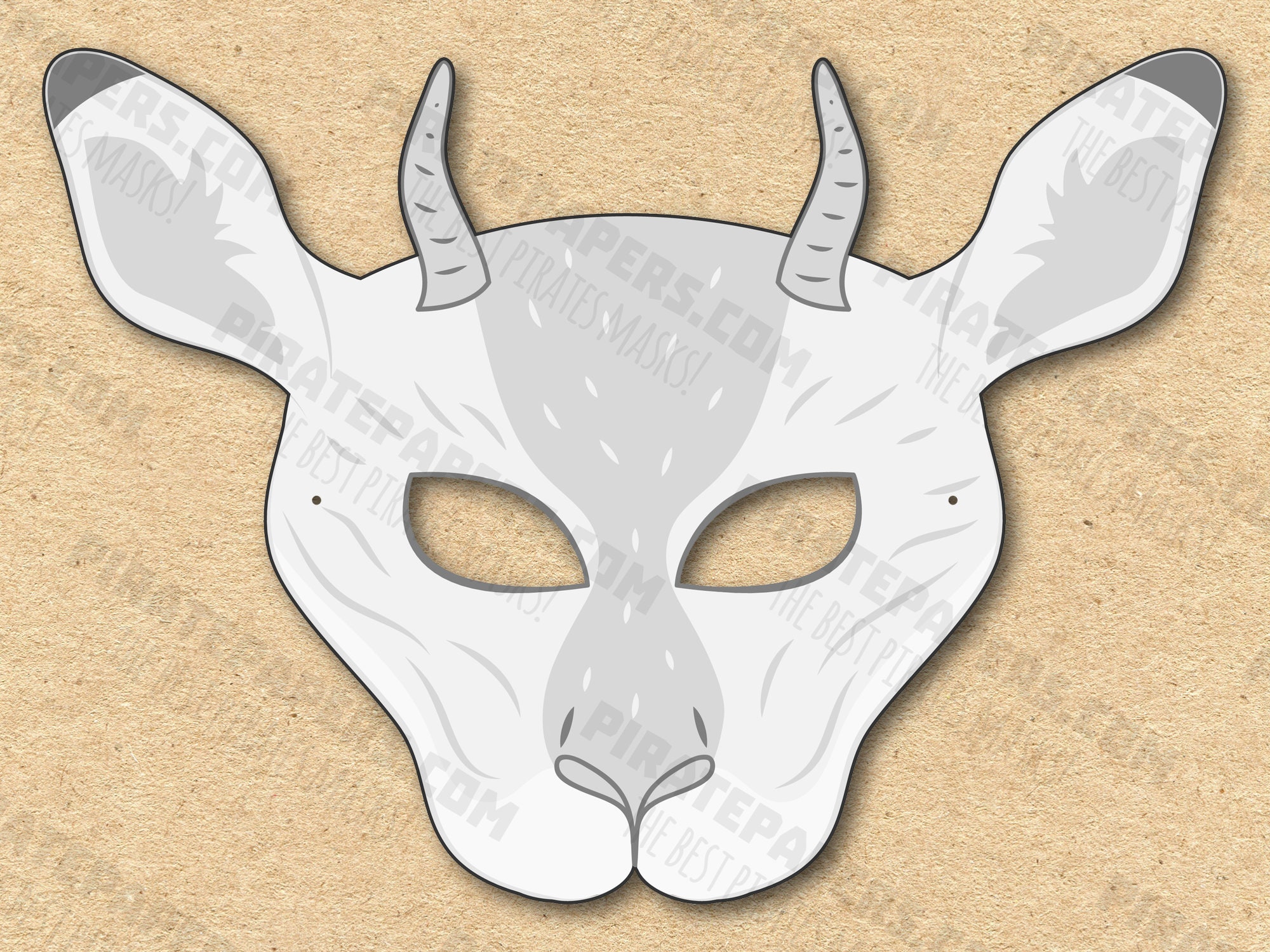 Antelope Mask Printable Coloring, Paper DIY for Kids and Adults. PDF ...